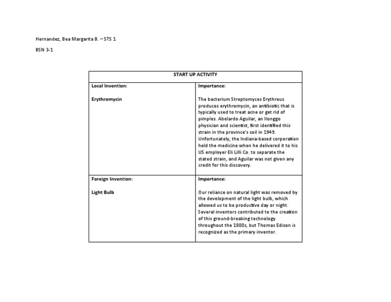 STS 1 - Start Up Activity | PDF