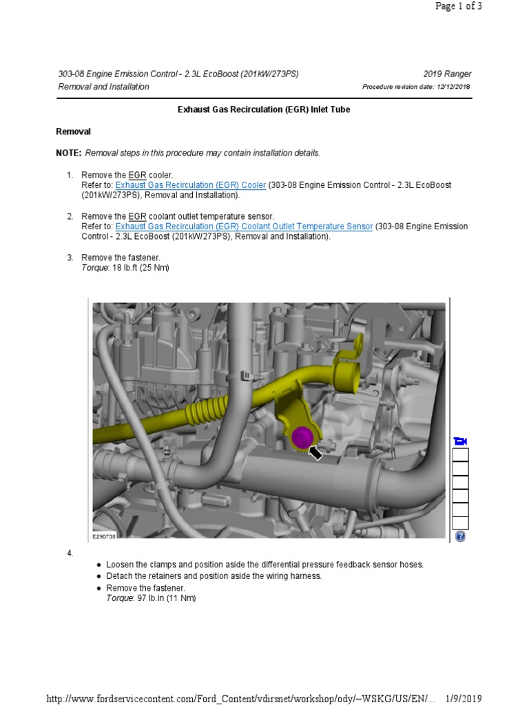 303-08 Engine Emission Control - Removal and Installation - EGR Inlet Tube | PDF