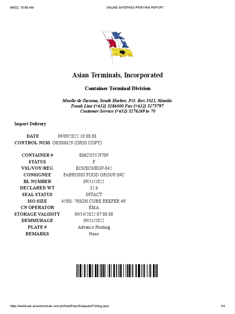 Gatepass Printing Report 1 | PDF