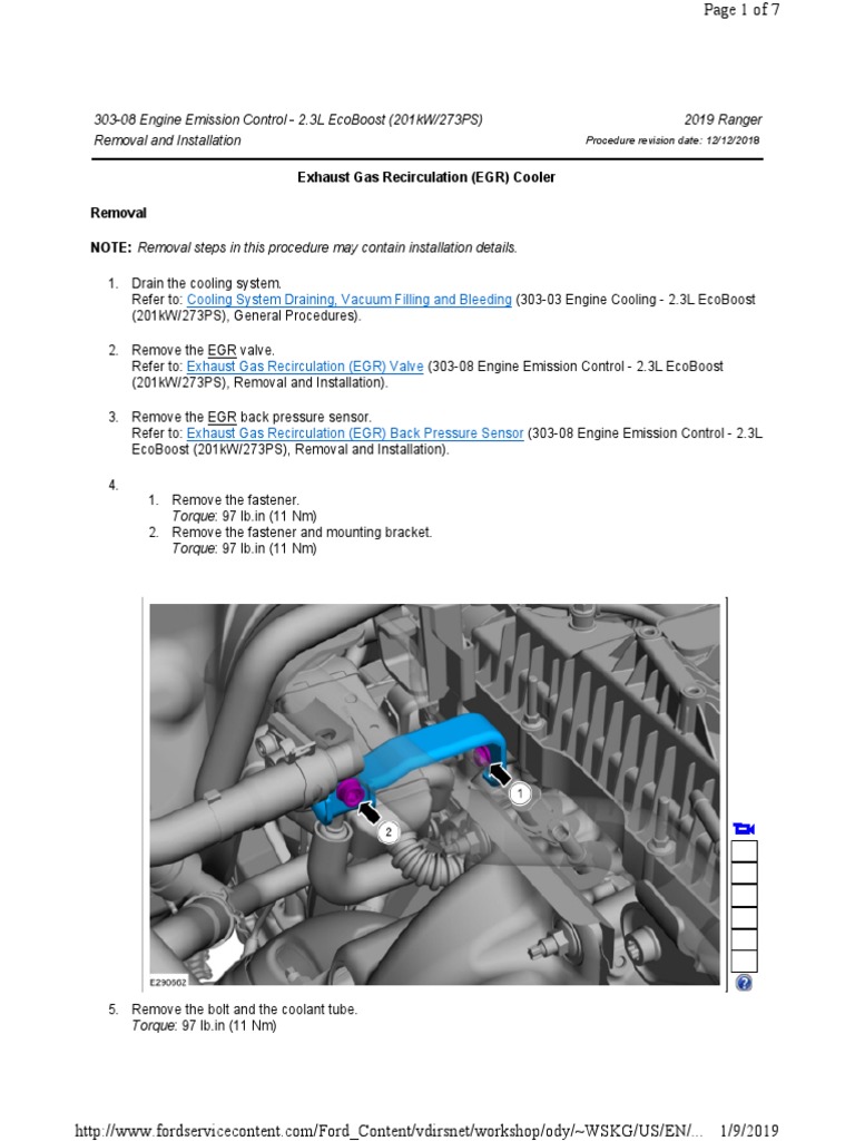 303-08 Engine Emission Control - Removal and Installation - EGR Cooler | PDF | Vehicle ...