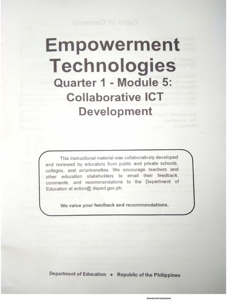 Empowerment Technologies (Quater 1 - Module 5) Collaborative ICT Development | PDF