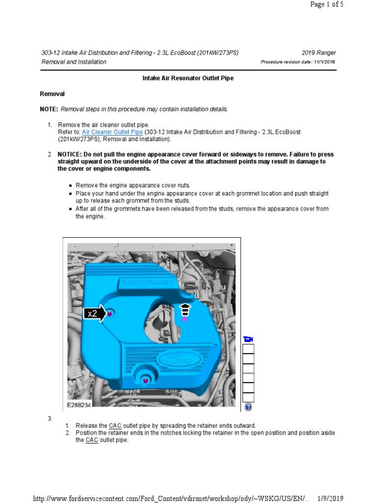 303-12 Intake Air Distribution and Filtering - Removal and Installation ...