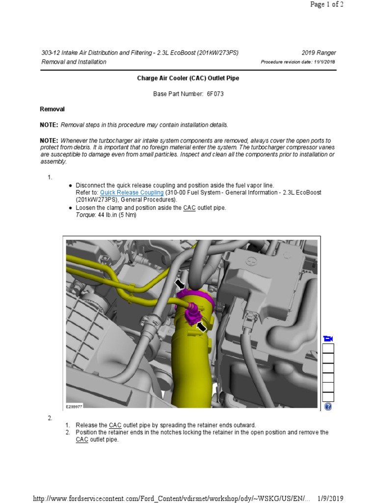 303-12 Intake Air Distribution and Filtering - Removal and Installation ...