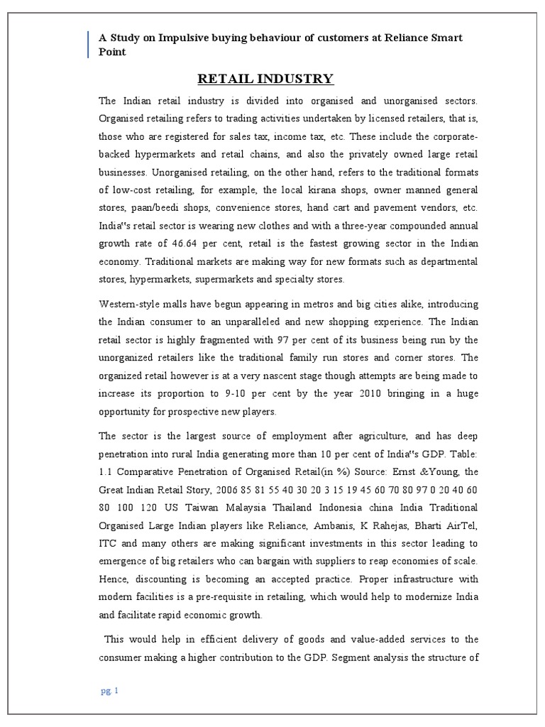 Project On Impulsive Buying Behaviour of Customers at Reliance ...