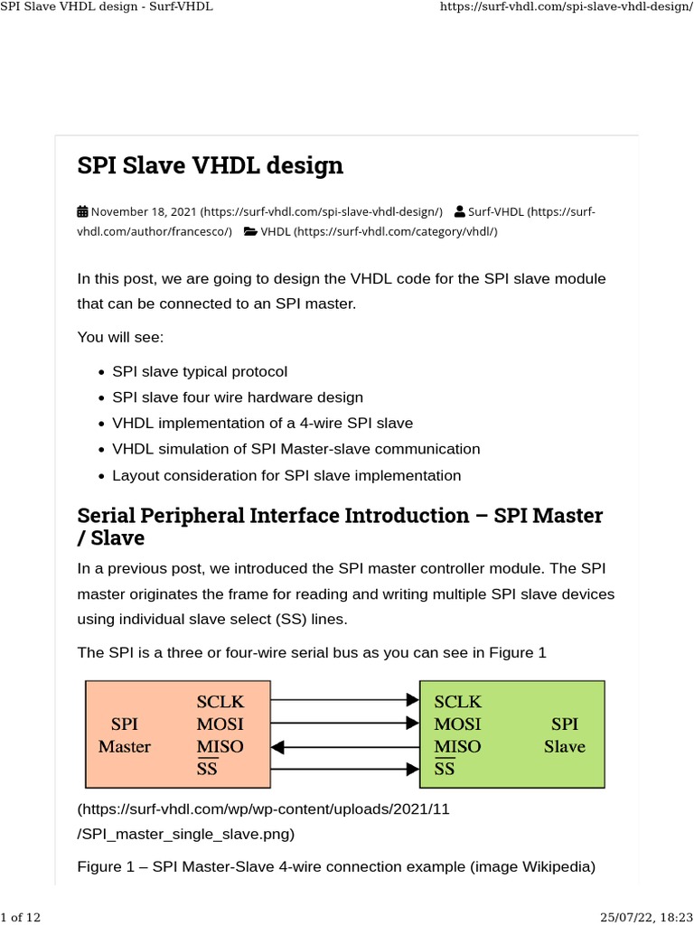 SPI Slave VHDL Design - Surf-VHDL | PDF | Digital Electronics | Electronic Engineering