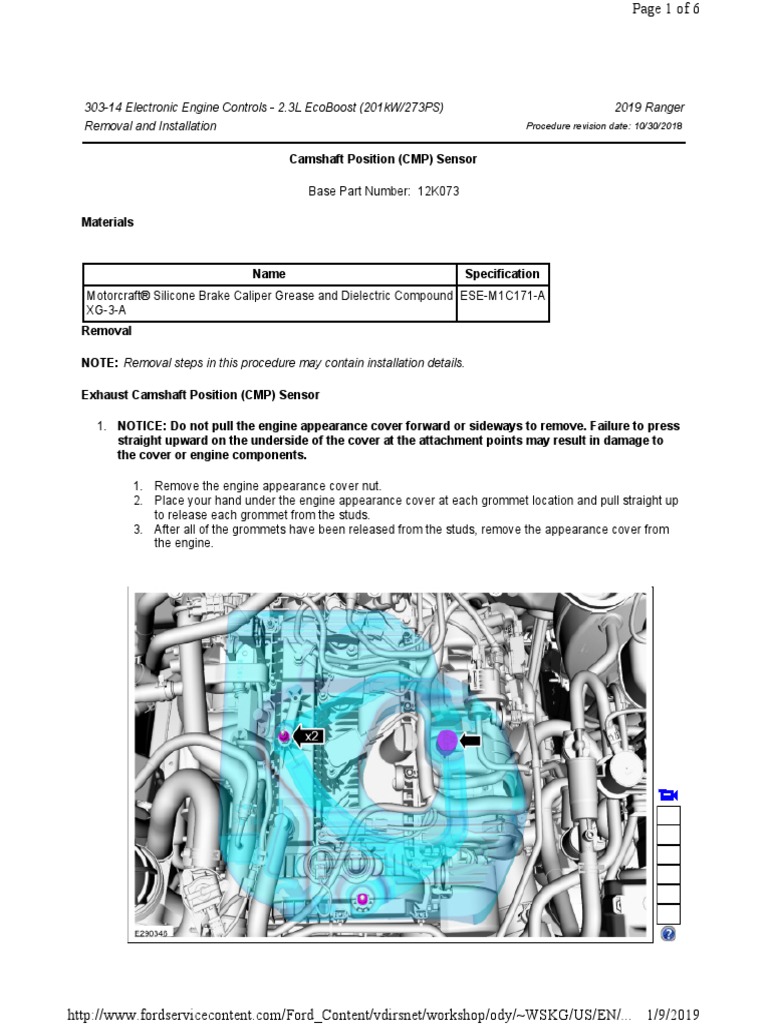 303-14 Electronic Engine Controls - Removal and Installation - Camshaft ...