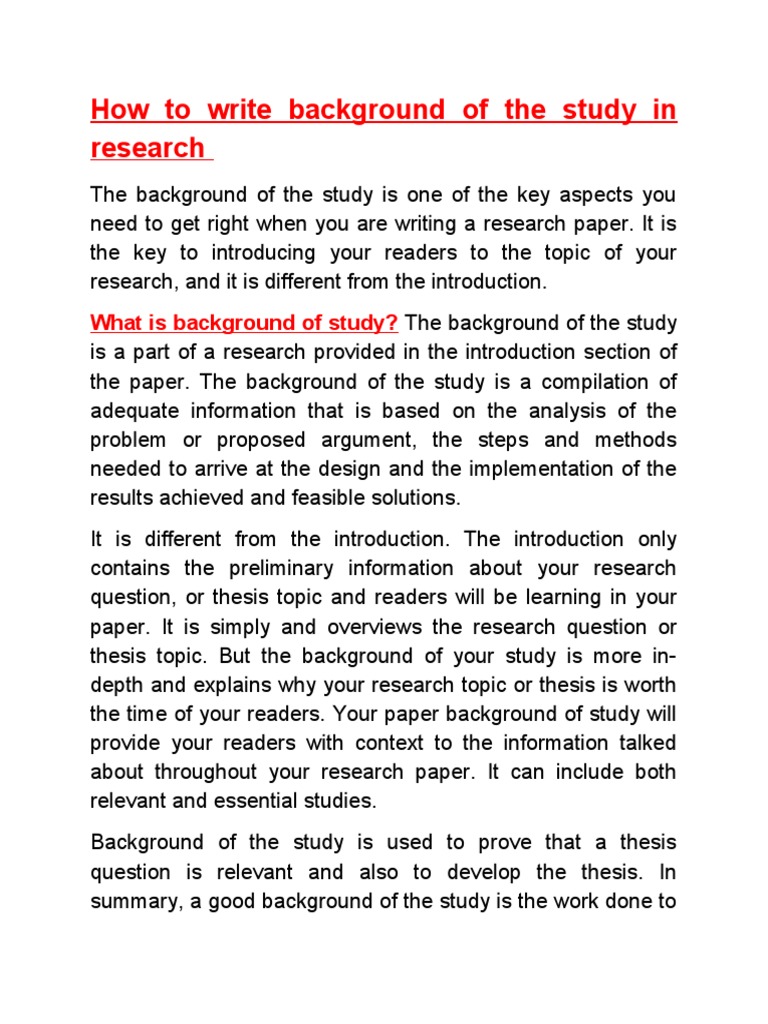 How To Write Background of The Study in Research | PDF | Thesis | Science