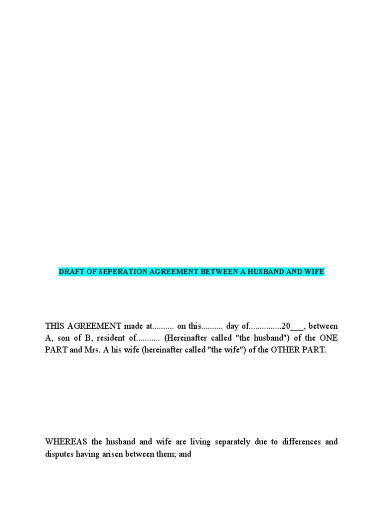 Letter Example Draft An Agreement For Mutually Seperation Between ...