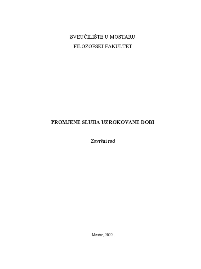 Promjene Sluha Uzrokovane Dobi | PDF