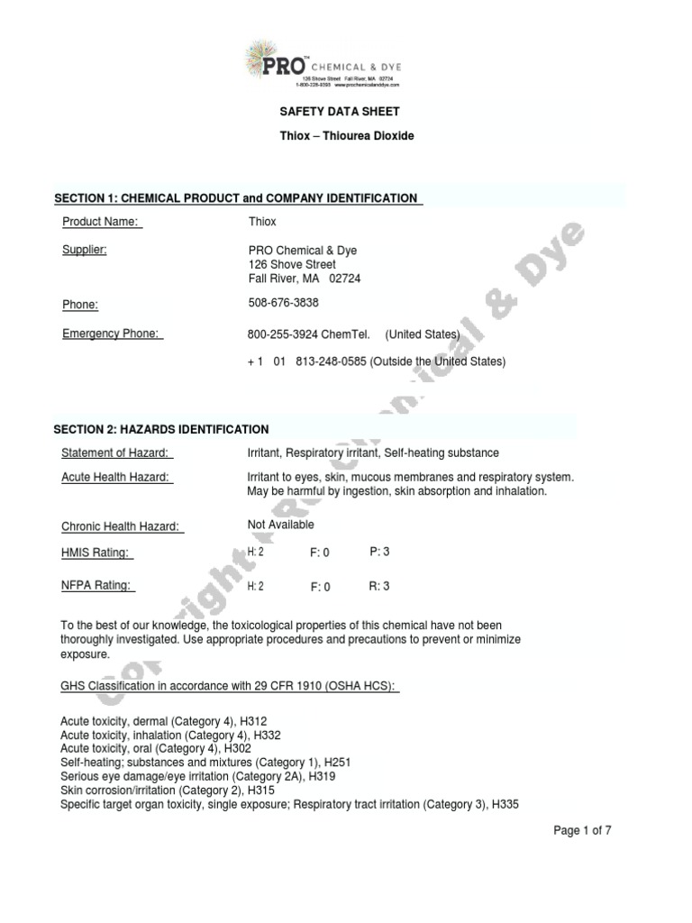 Thiox Sds | PDF | Toxicity | Dangerous Goods