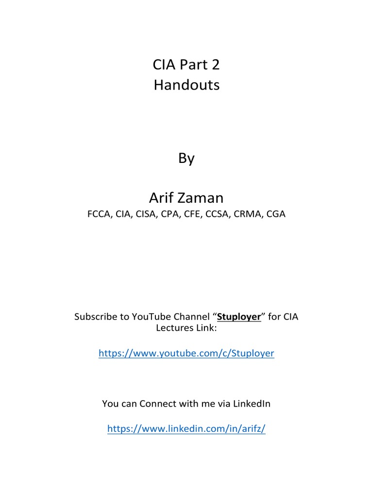 CIA Part 2 Exam | PDF | Internal Audit | Audit