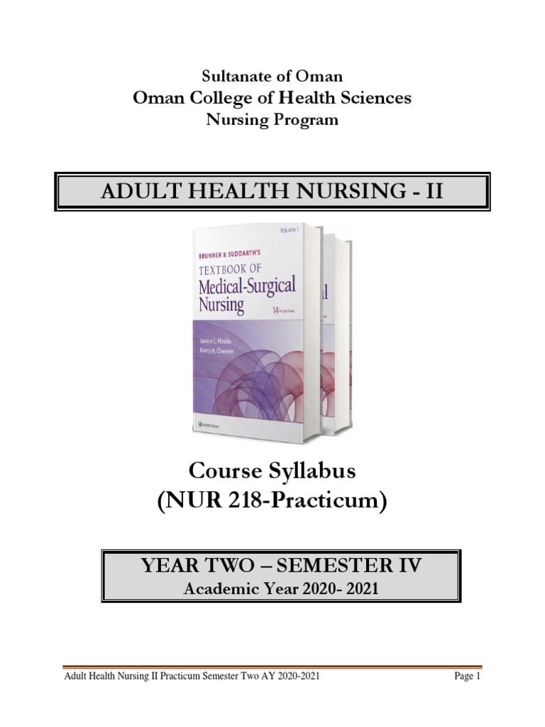 Adult Health Nursing II Practicum Course Syllabus 2020-2021 | PDF ...