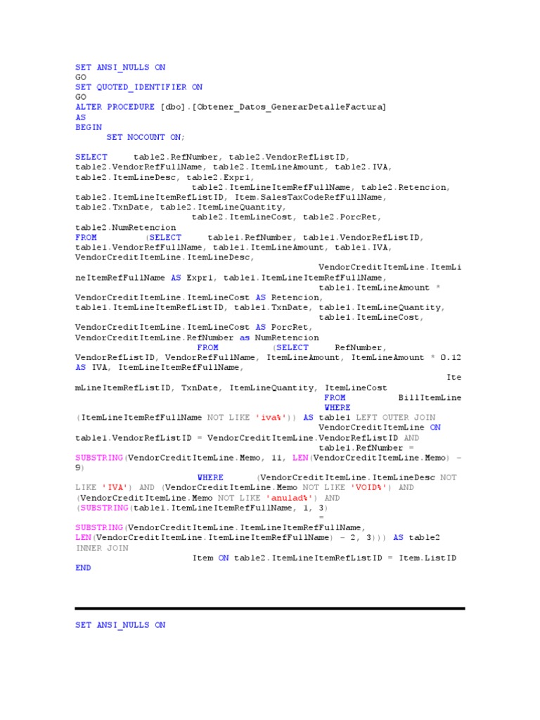 SET Ansi - Nulls ON SET Quoted - Identifier ON Alter Procedure AS Begin SET Nocount ON Select | PDF