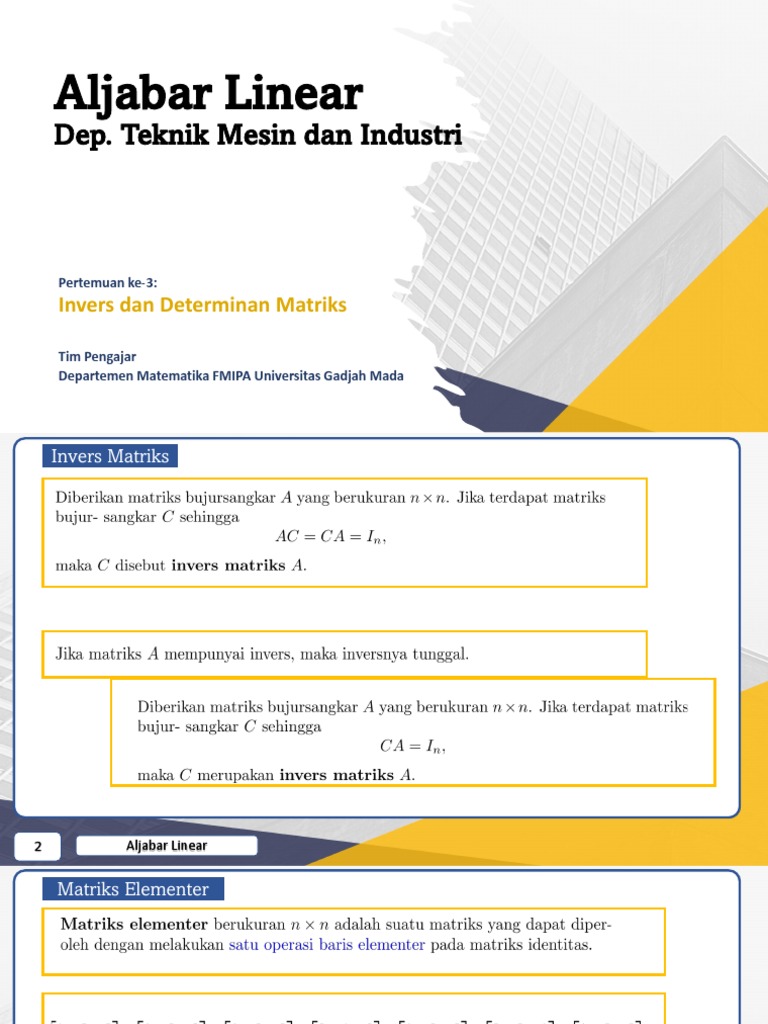 Invers dan Determinan Matriks | PDF | Metode & Bahan Ajar