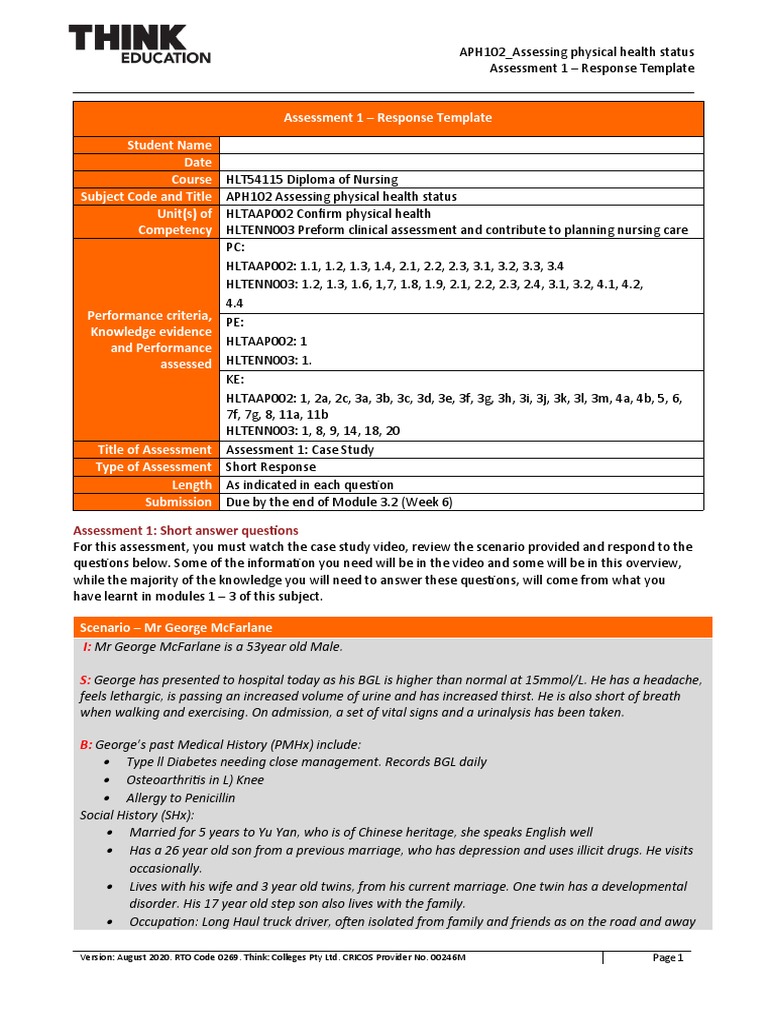 30-APH102 - Assessment - 1 - Response Template - 31082020 | PDF ...