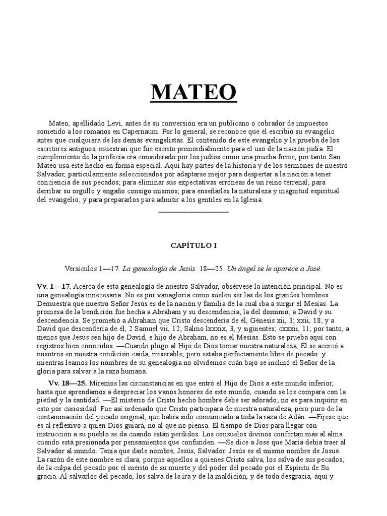 Mateo: Genealogía y Nacimiento de Jesús | PDF | Pecado | Evangelio de Mateo