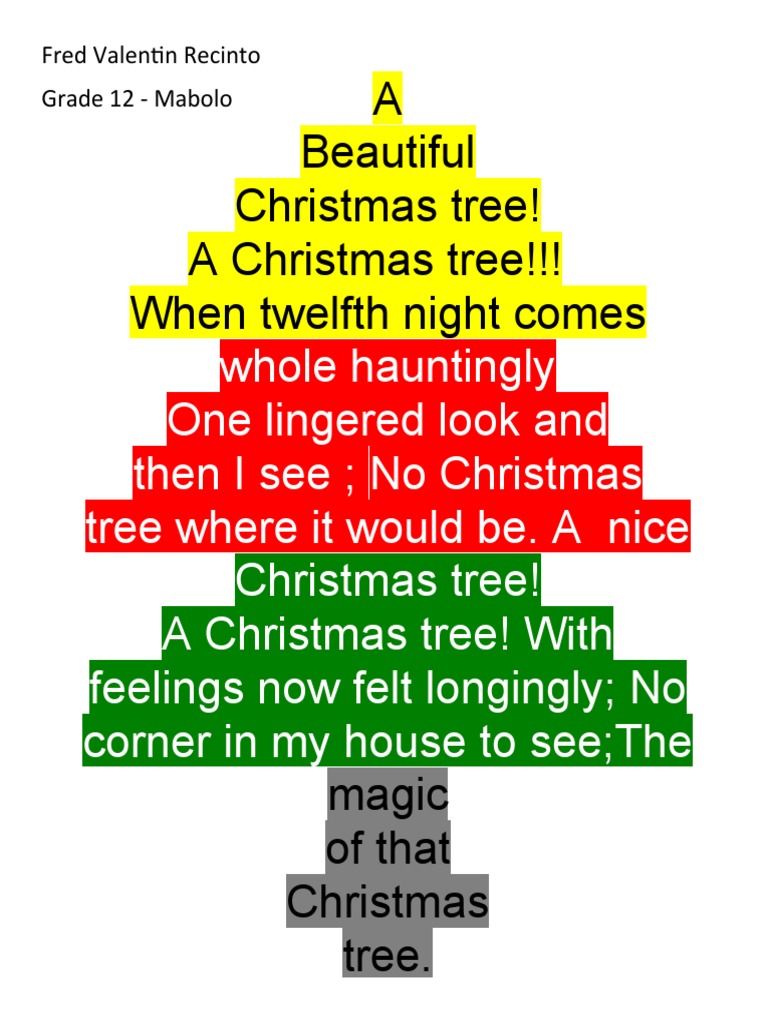 A Beautiful Christmas Tree! A Christmas Tree!!! When Twelfth Night ...