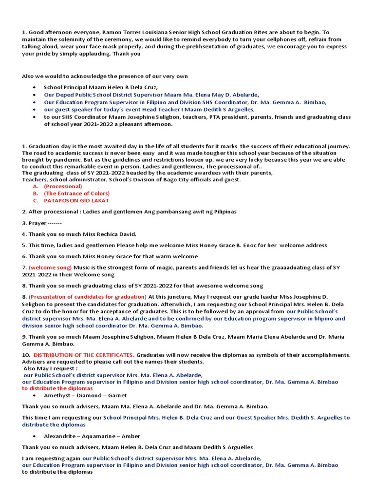 Graduation Script 2022 | PDF