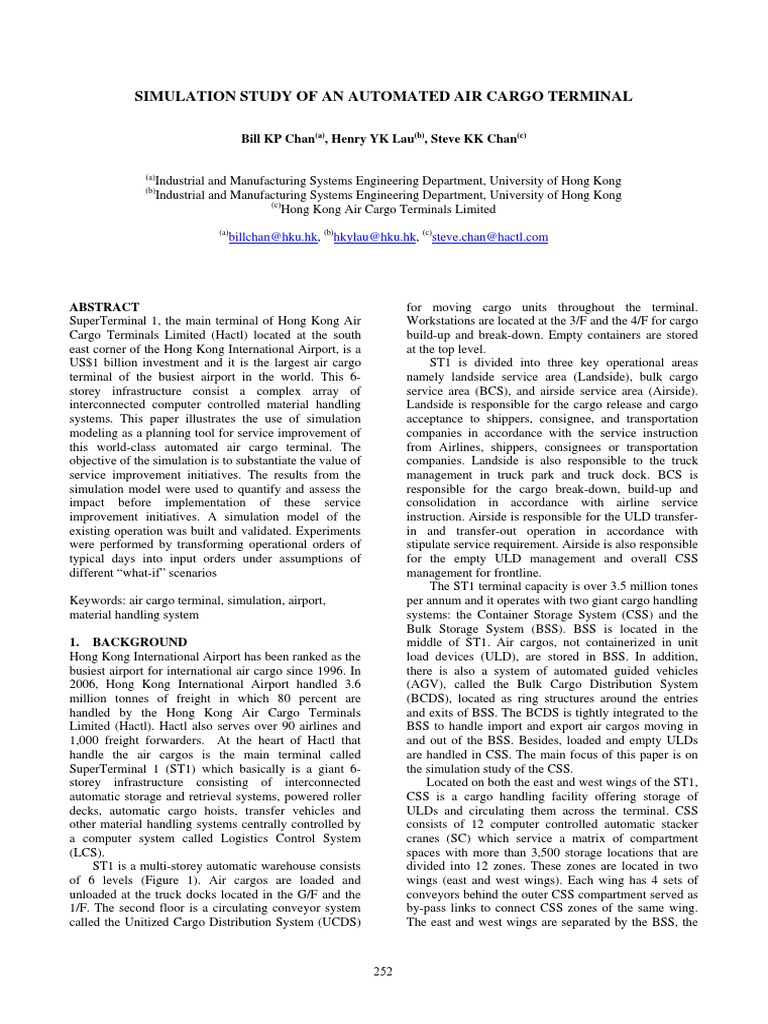 Automated Air Cargo Terminal Simulation | PDF | Cargo | Simulation