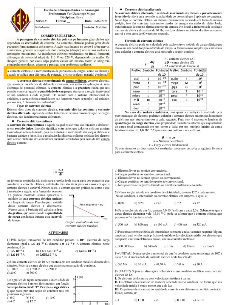 Corrente Elétrica Pdf Corrente Elétrica Eletricidade