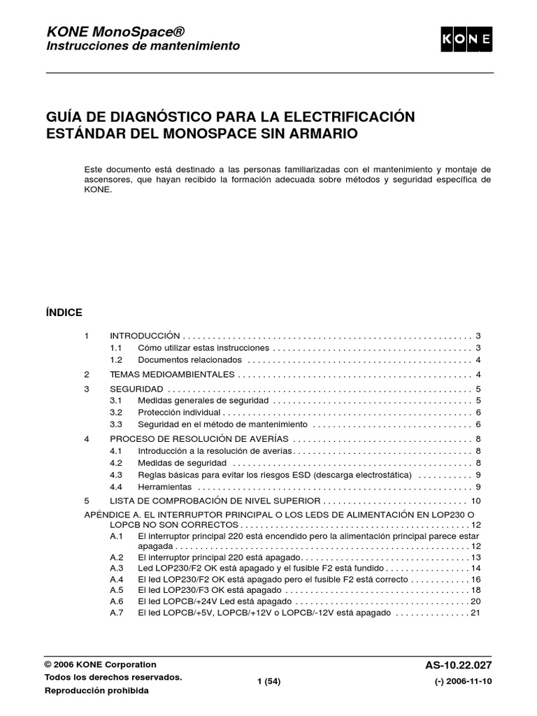 Kone Monospace - Electrificacion Mono Space | PDF | Ascensor | Ingenieria Eléctrica