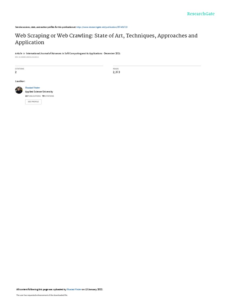 Web Crawling State of ArtTechniques ApproachesandApplication | PDF ...