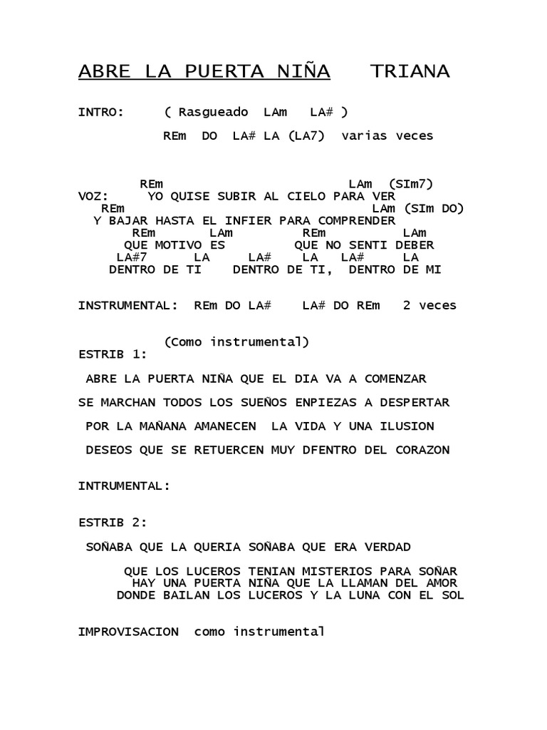 ABRE LA PUERTA NIÑA TRIANA | PDF