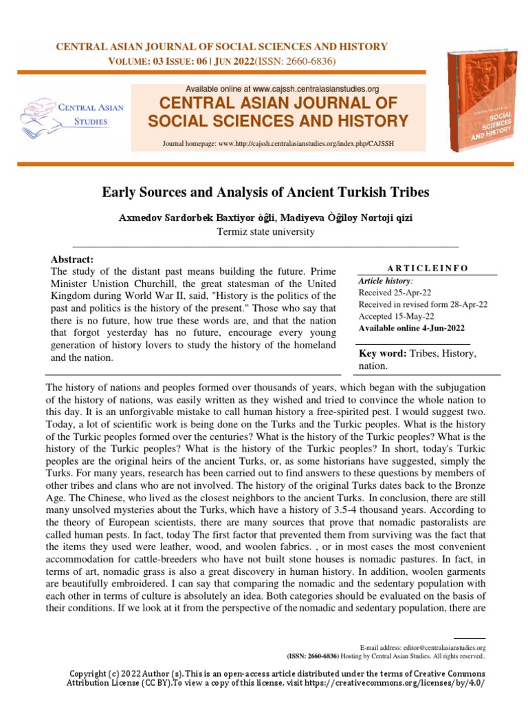 Early Sources and Analysis of Ancient Turkish Tribes | PDF | Central ...