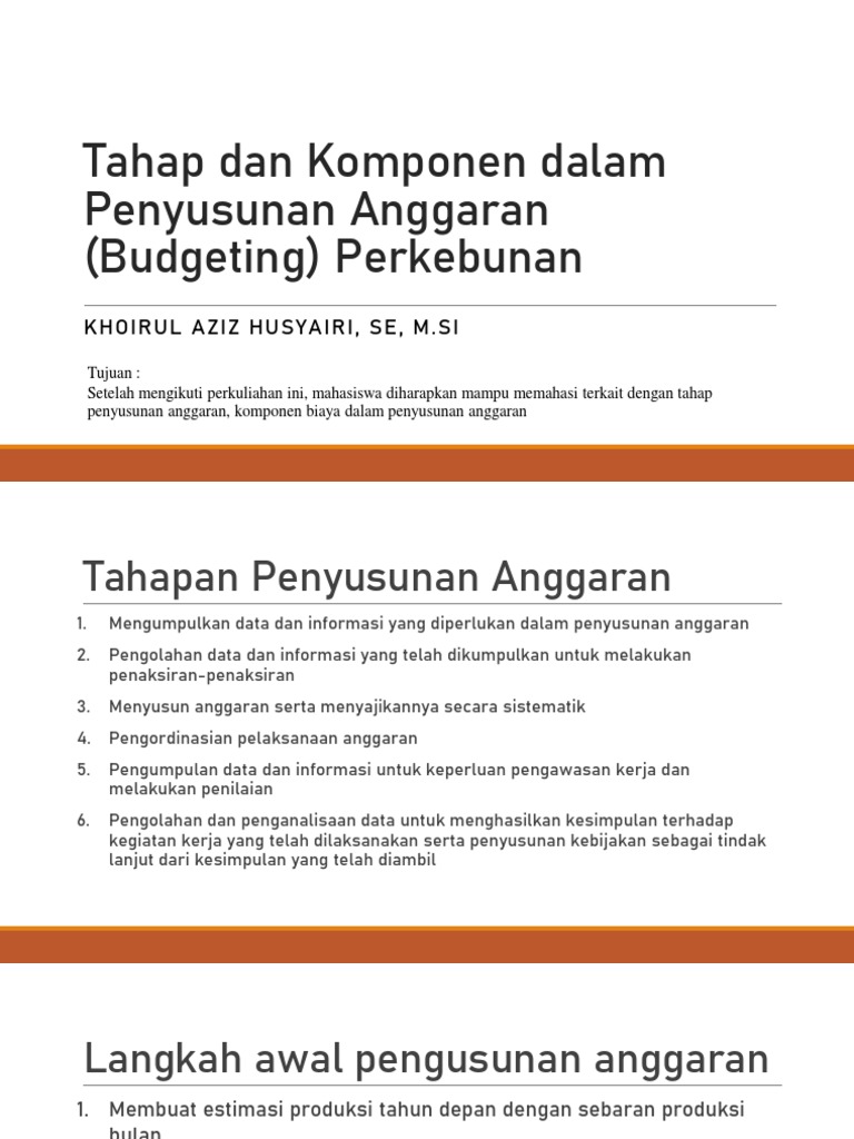 Pertemuan 2 Tahap Dan Komponen Dalam Penyusunan Anggaran 2022 | PDF