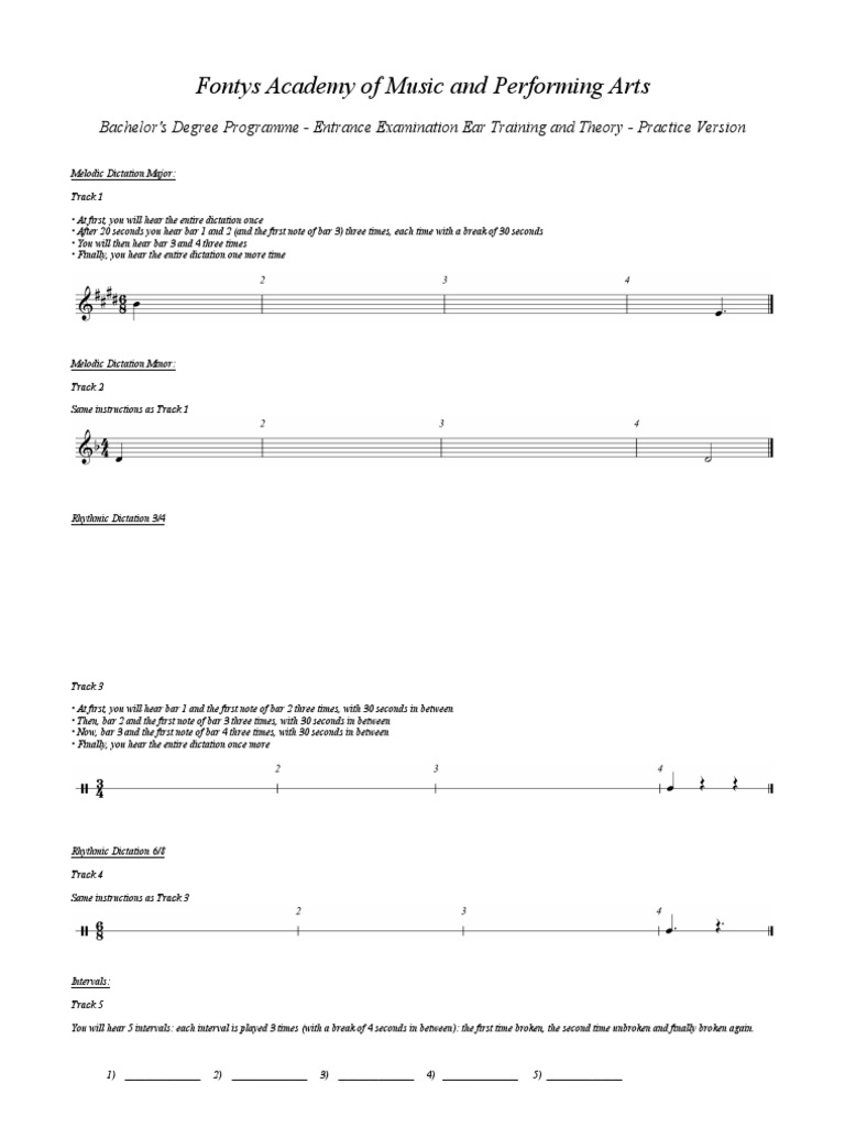 Music Theory Entrance Exam Practice | PDF