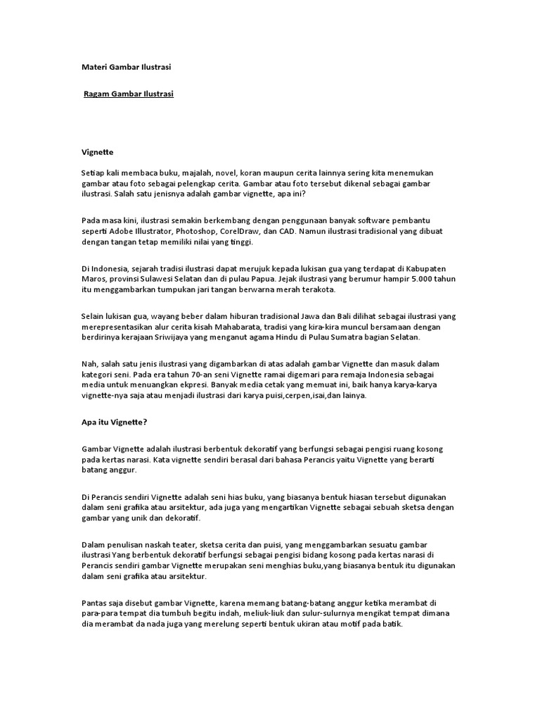 Materi Gambar Ilustrasi VIGNETTE | PDF