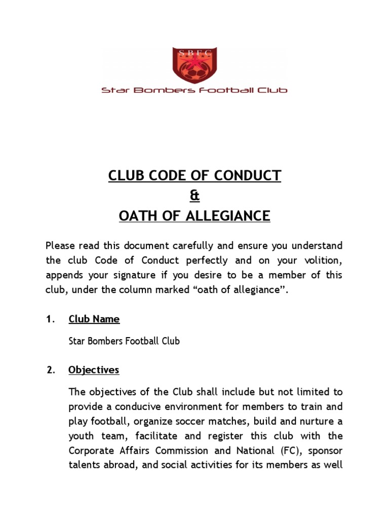 Club Code of Conduct - Bombers-edited | PDF | Government | Justice