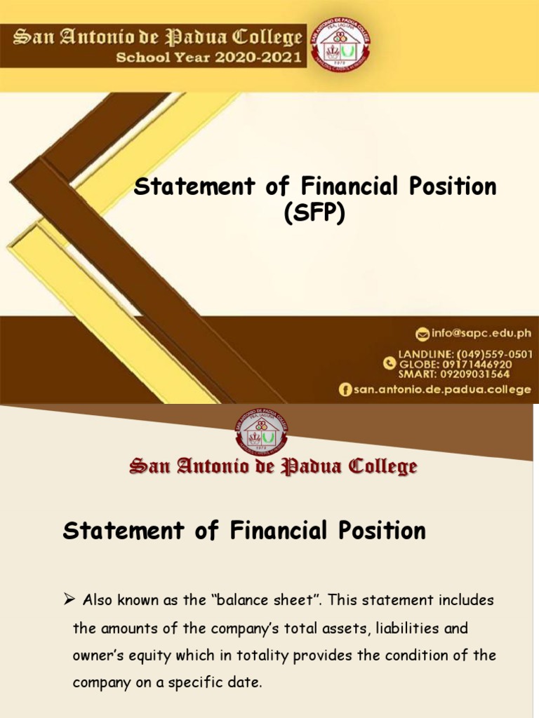 Powerpoint - Statement of Financial Position I | PDF | Debits And Credits | Balance Sheet