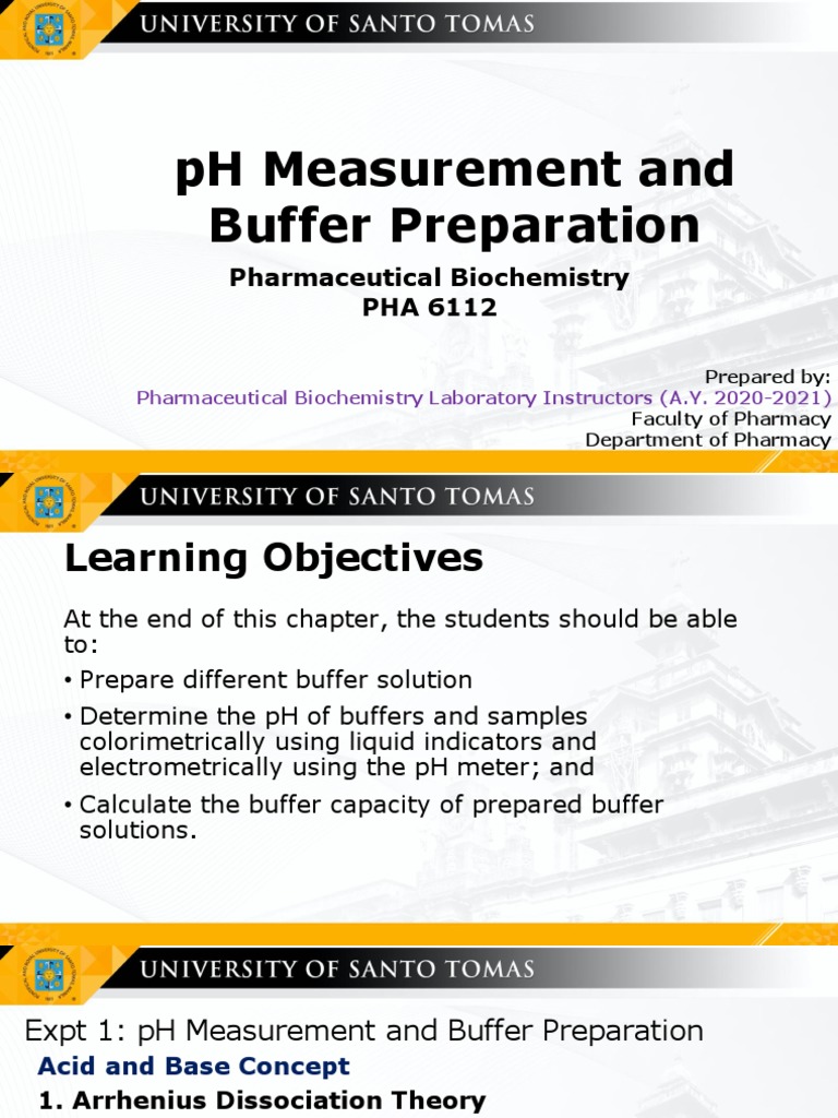 PHA6112Lab Exp1 PH and Buffers Edited | PDF | Buffer Solution | Ph