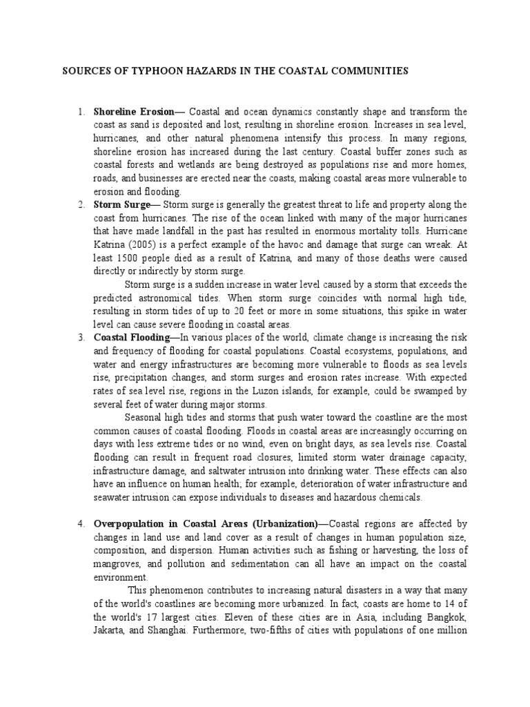 Sources of Typhoon Hazards in The Coastal Communities | PDF | Coast ...