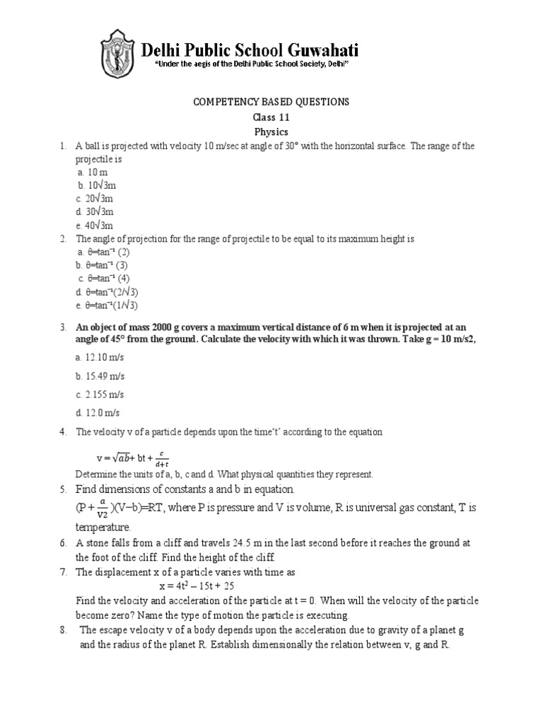 CBQ Physics XI | Download Free PDF | Velocity | Acceleration