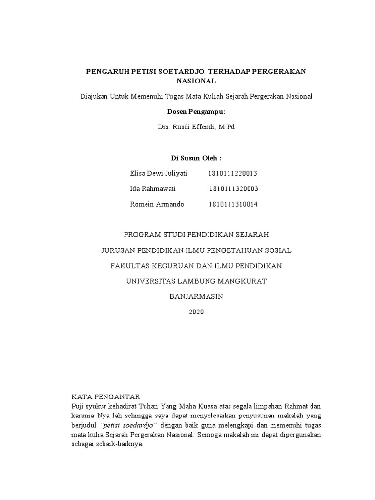 Pengaruh Petisi Soetardjo Terhadap Pergerakan Nasional Kelompok 10 ...