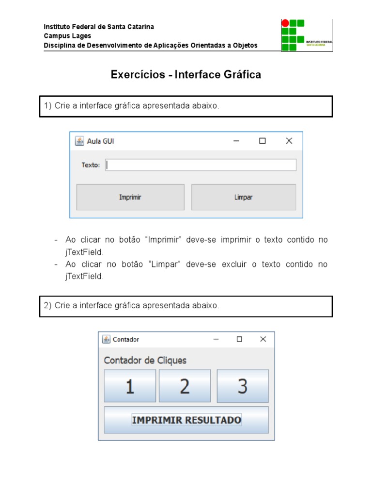 Exercícios de Interfaces Gráficas | PDF | Janela (informática ...