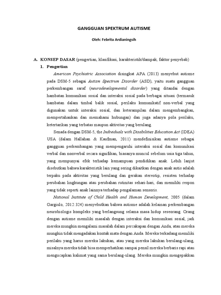 Konsep Dasar Autism | PDF