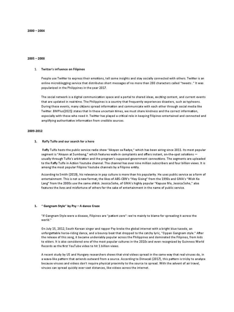 Filipino Pop Culture Trends 2010s | PDF | Spotify | Mass Media