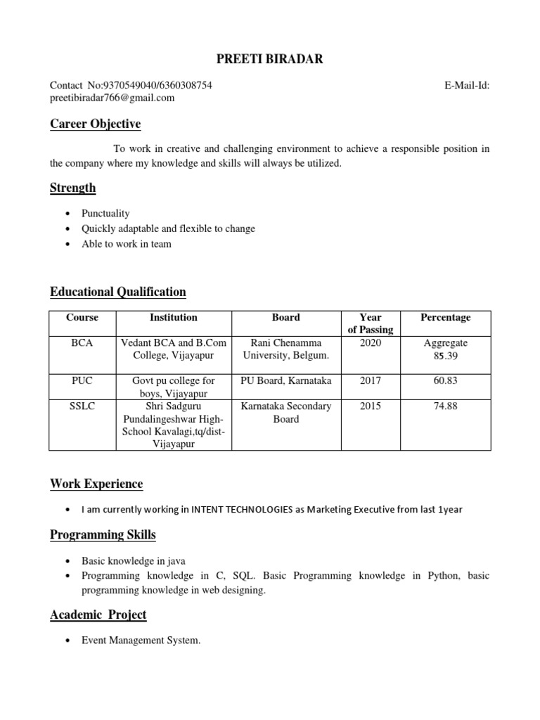 Preeti Resume. | PDF