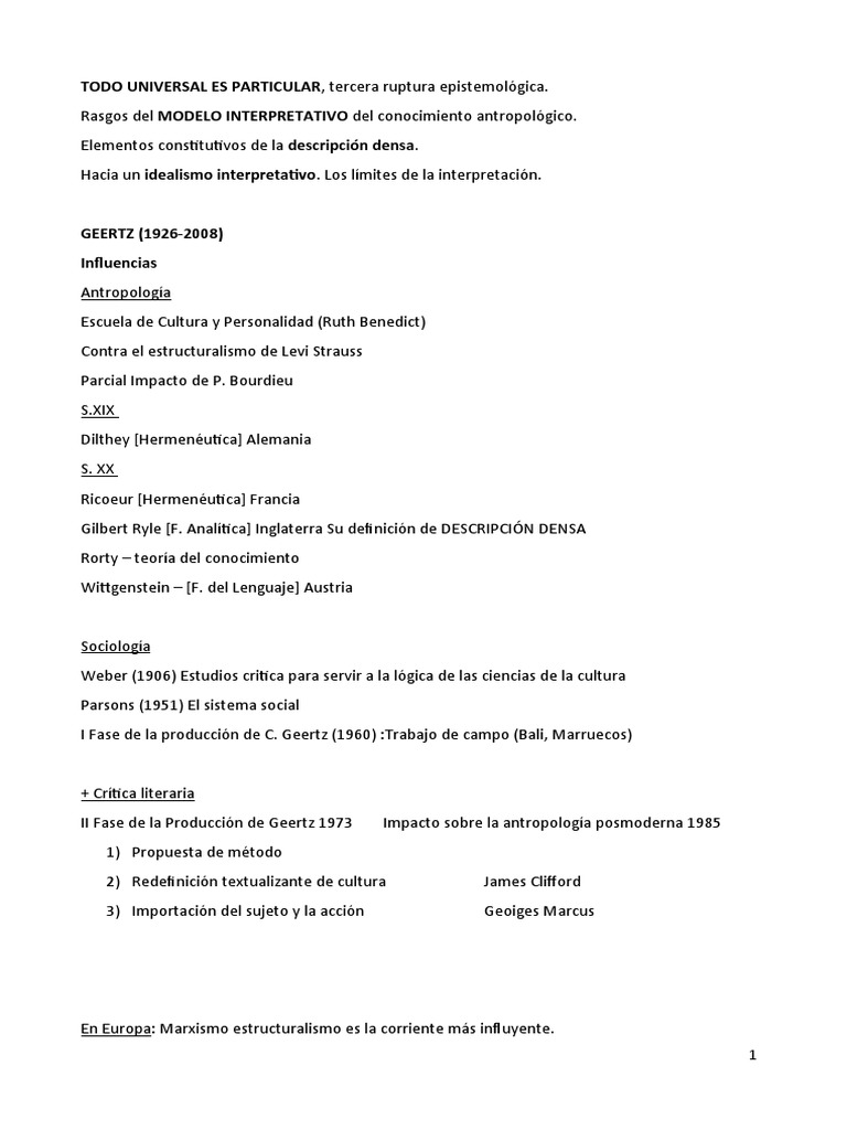 Geertz y la Antropología Interpretativa | PDF | Antropología | Sociología