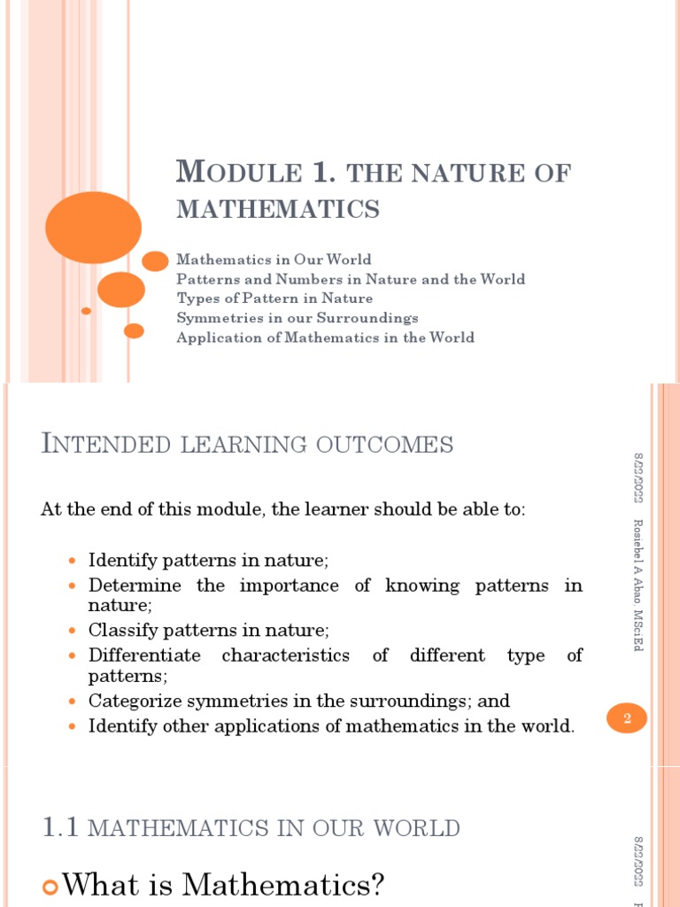 Module 1 THE NATURE OF MATHEMATICS | PDF | Pattern | Symmetry
