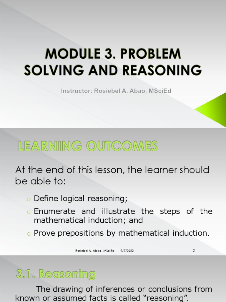 Module 3 Problem Solving And Reasoning Pdf If And Only If Syntax Logic