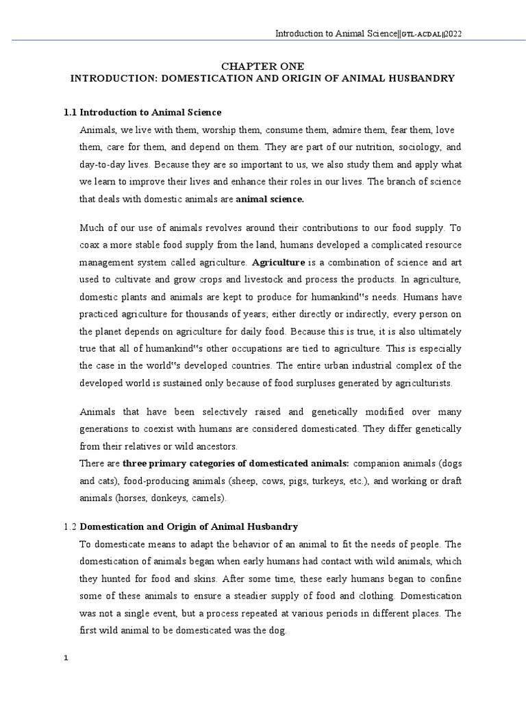 Ansci 1. Chapter One | PDF | Livestock | Agriculture
