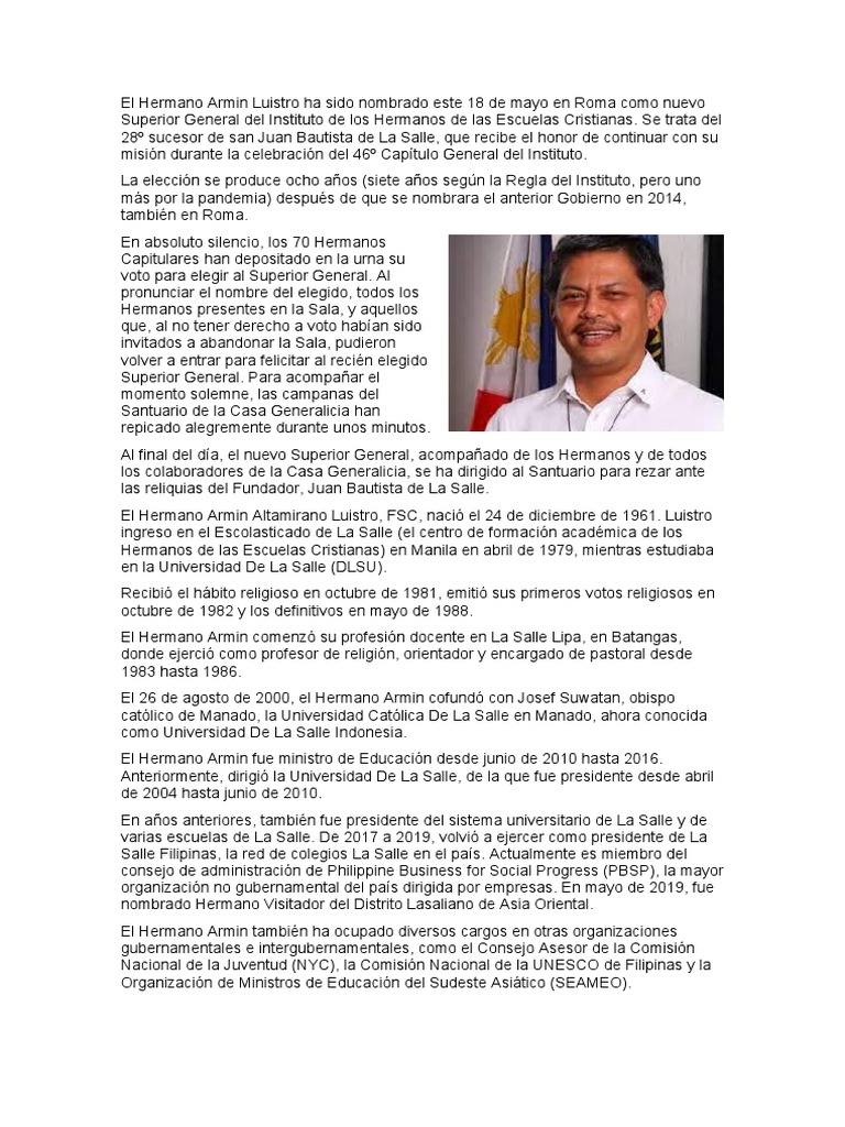 Armin Luistro Biografia | PDF