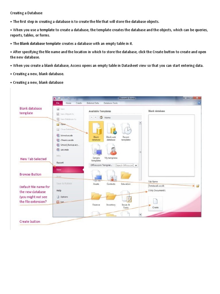 Creating A Database | PDF | Databases | Table (Database)