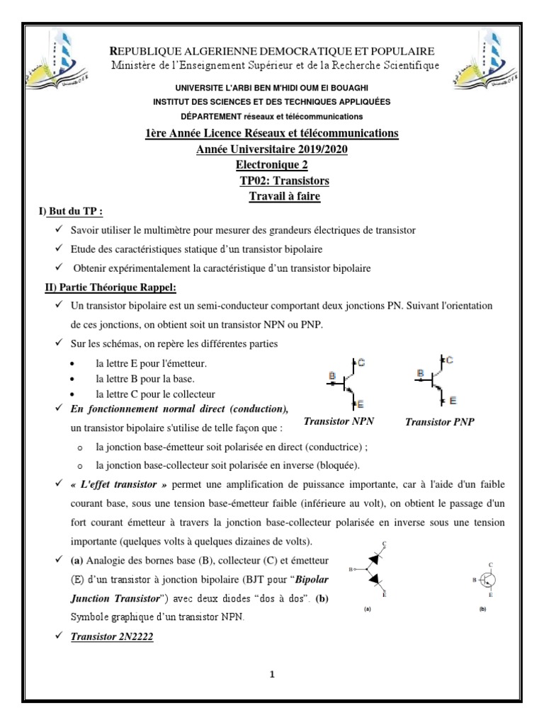 TP02 Pratique Part02 | PDF | Transistor bipolaire | Transistor