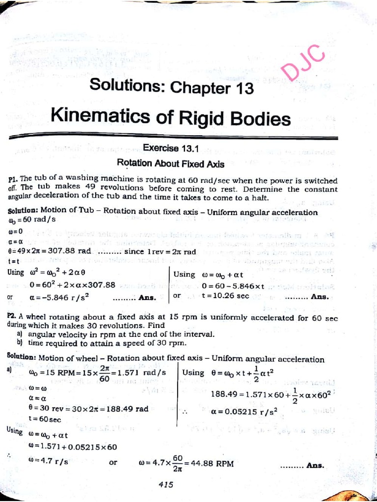 Kinematics of RB ICR Sol Dayal-1 | PDF