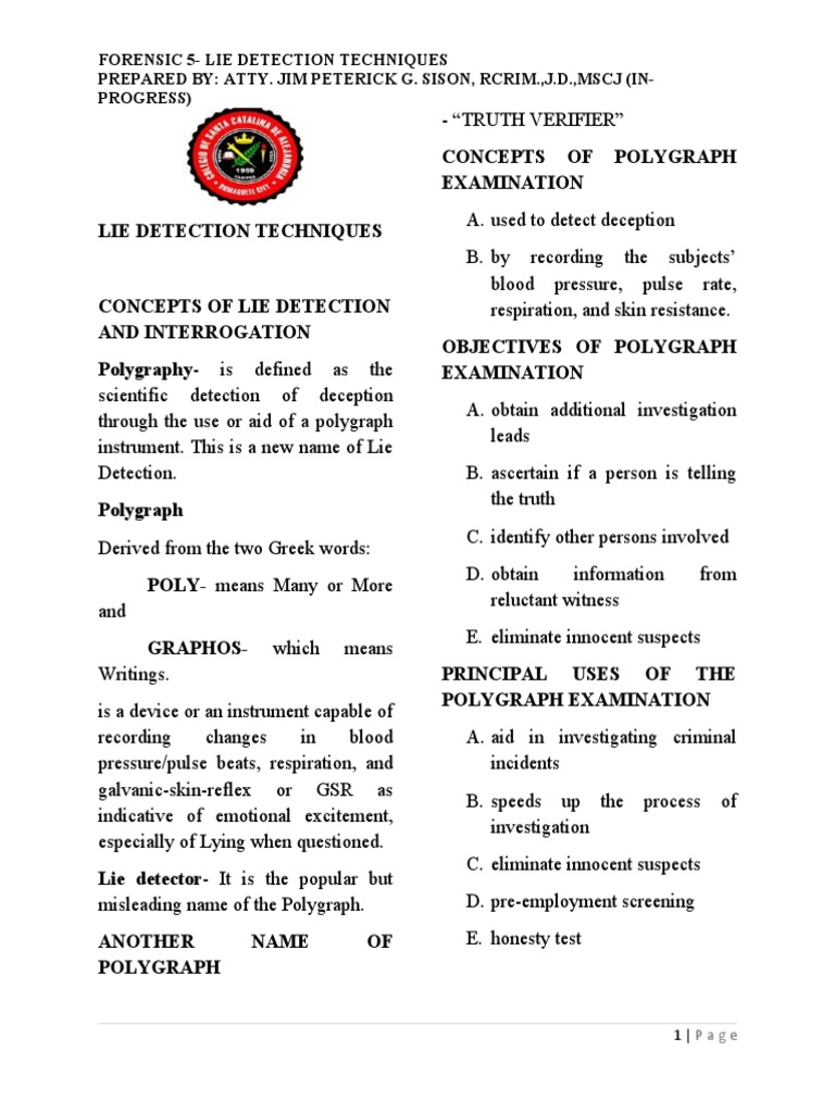 Forensic 5 - Module No. 1 | PDF | Polygraph | Lie